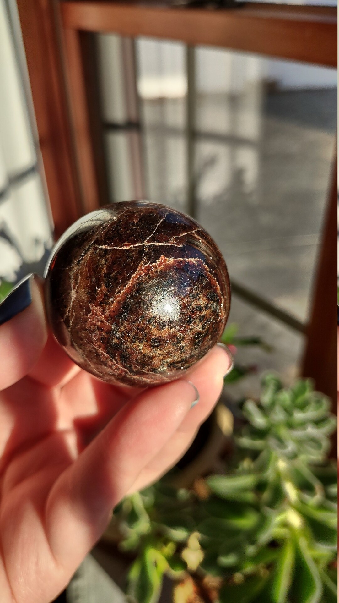 Grounding Crystal Garnet Sphere, Garnet Polished Orb Crystal Healing ...