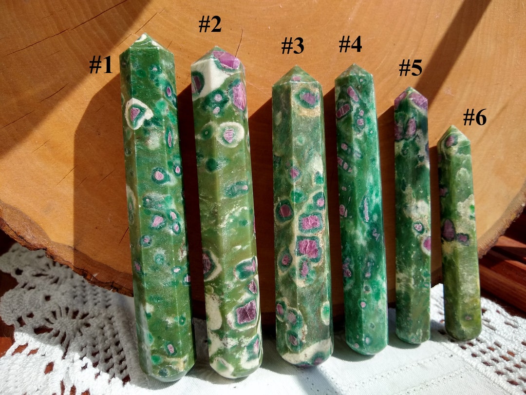 Ruby Fuchsite Massage Wands Green and Pink Small Charm Stones Anti ...