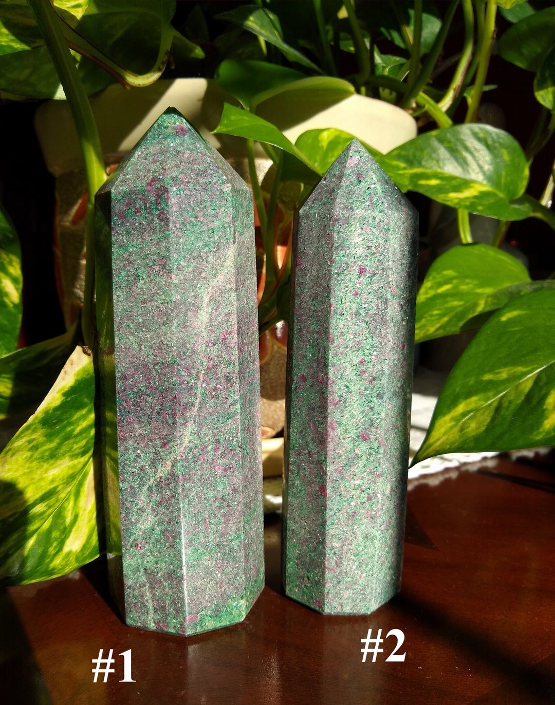 Ruby Fuchsite With Mica Obelisk Point, Green and Pink Anti Stress Stone ...