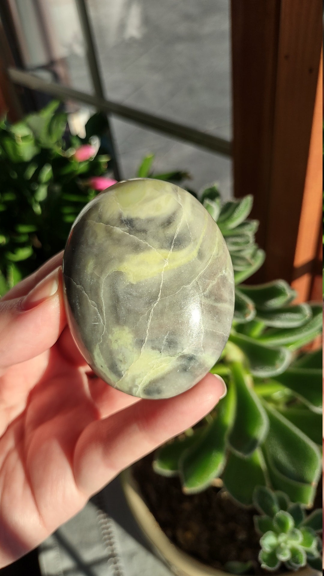 Infinite Serpentine Palm Stone, Gemstone Polished Stone Green Stone ...