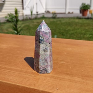 Ruby in Apatite Obelisk Point Uv Reactive Blue and Pink Stone Knowledge ...