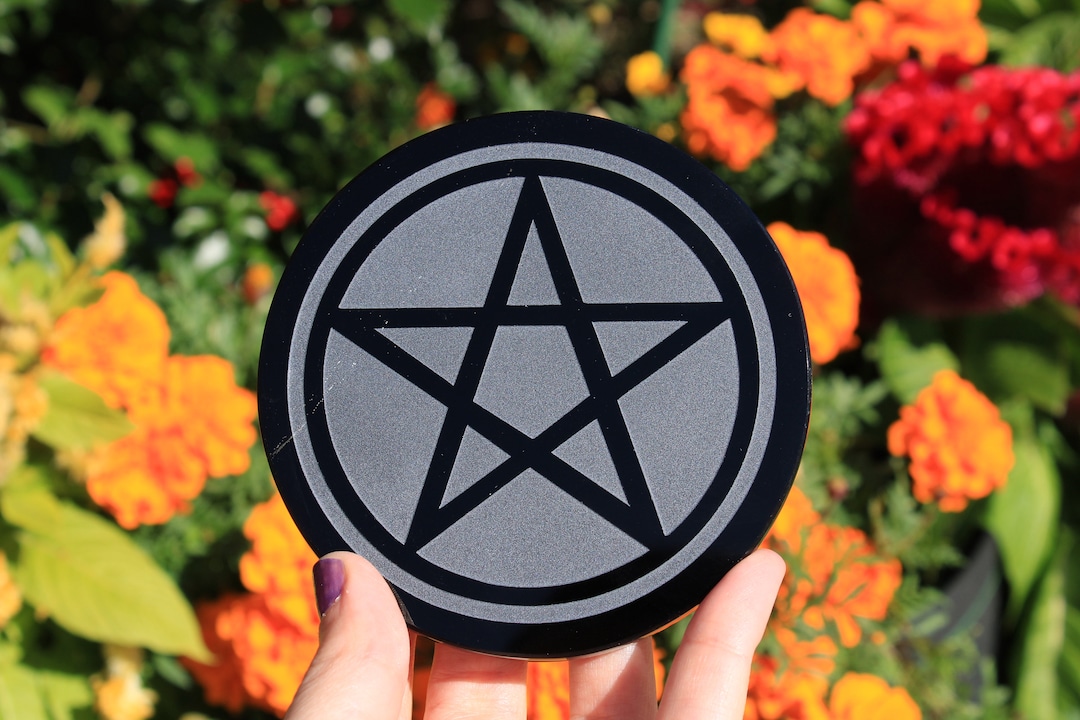 BRUISED*** Obsidian Charging Plate, Obsidian Pentacle Plate, Divination ...