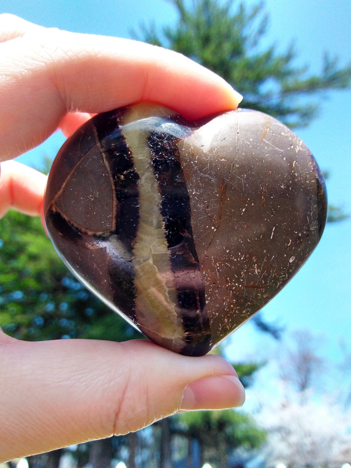 Septarian Heart, Puffy Gemstone Heart, Dragon Stone, Communication ...