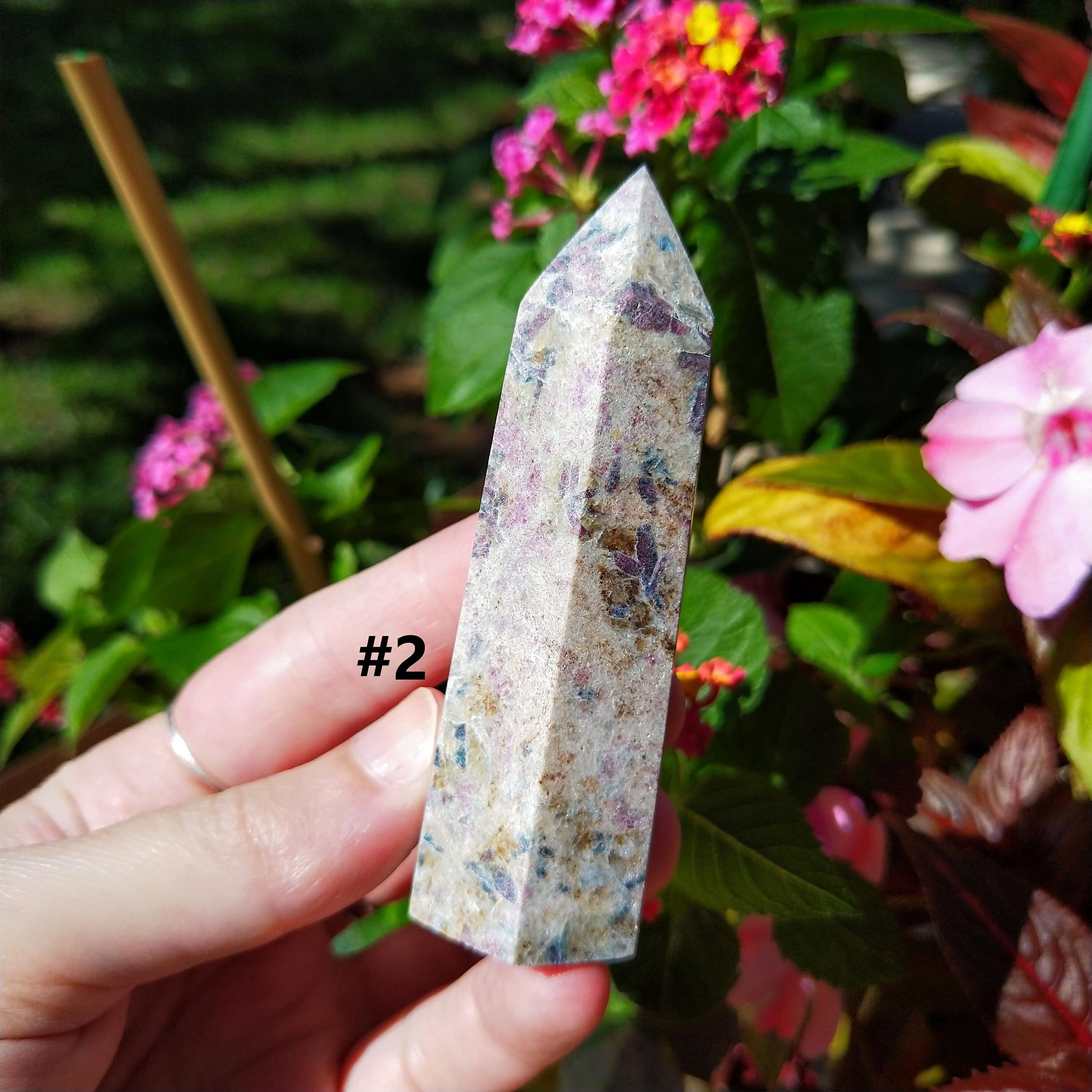 Ruby in Apatite Obelisk Point Blue and Pink Stone Knowledge and ...