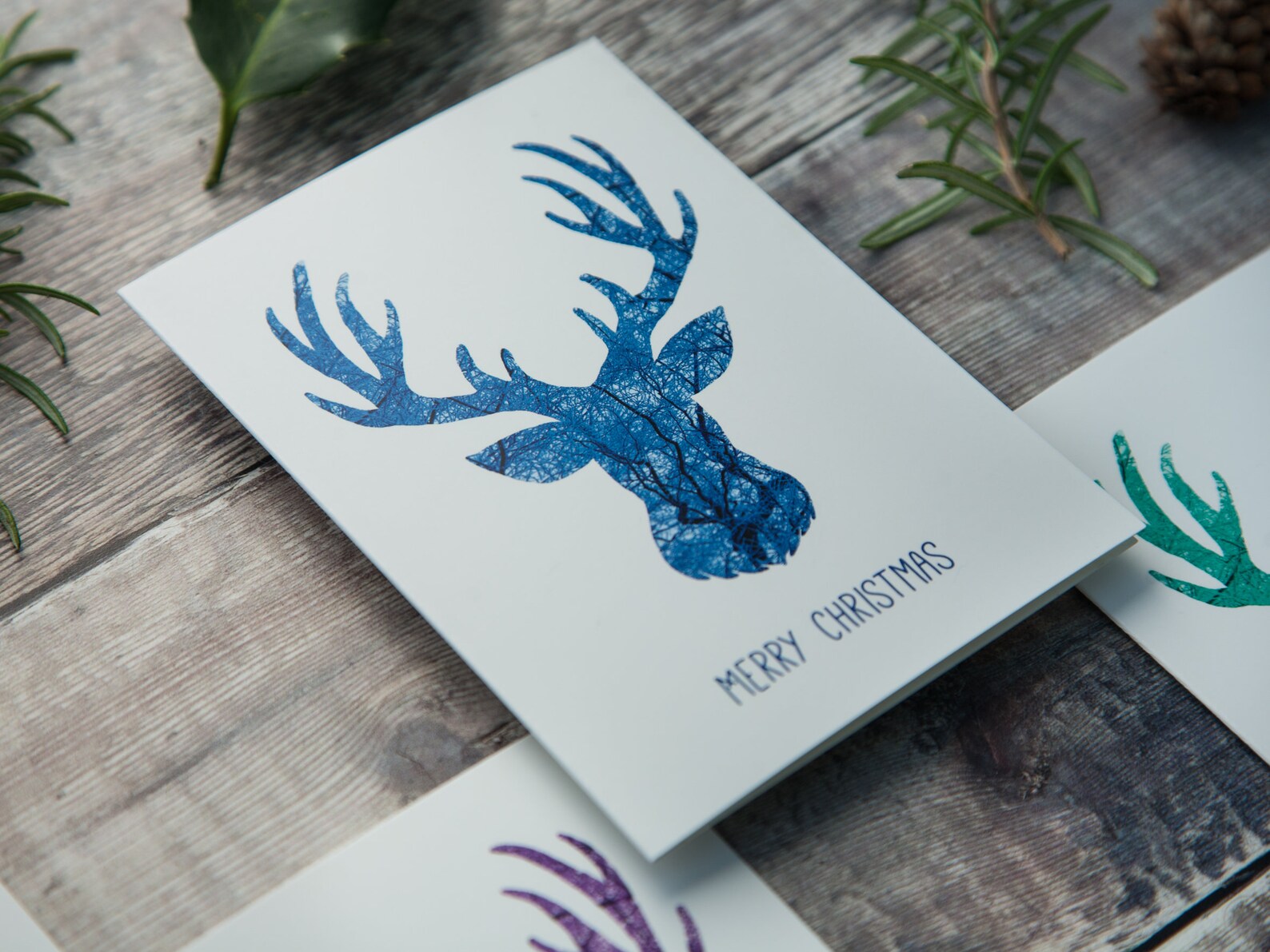 Pack of Reindeer Christmas Cards Set of 4 8 or 12 Pink - Etsy