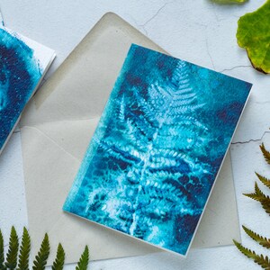 Blue Fern Cyanotype Stationery Set Card, Stickers & Gift Tag Blank ...