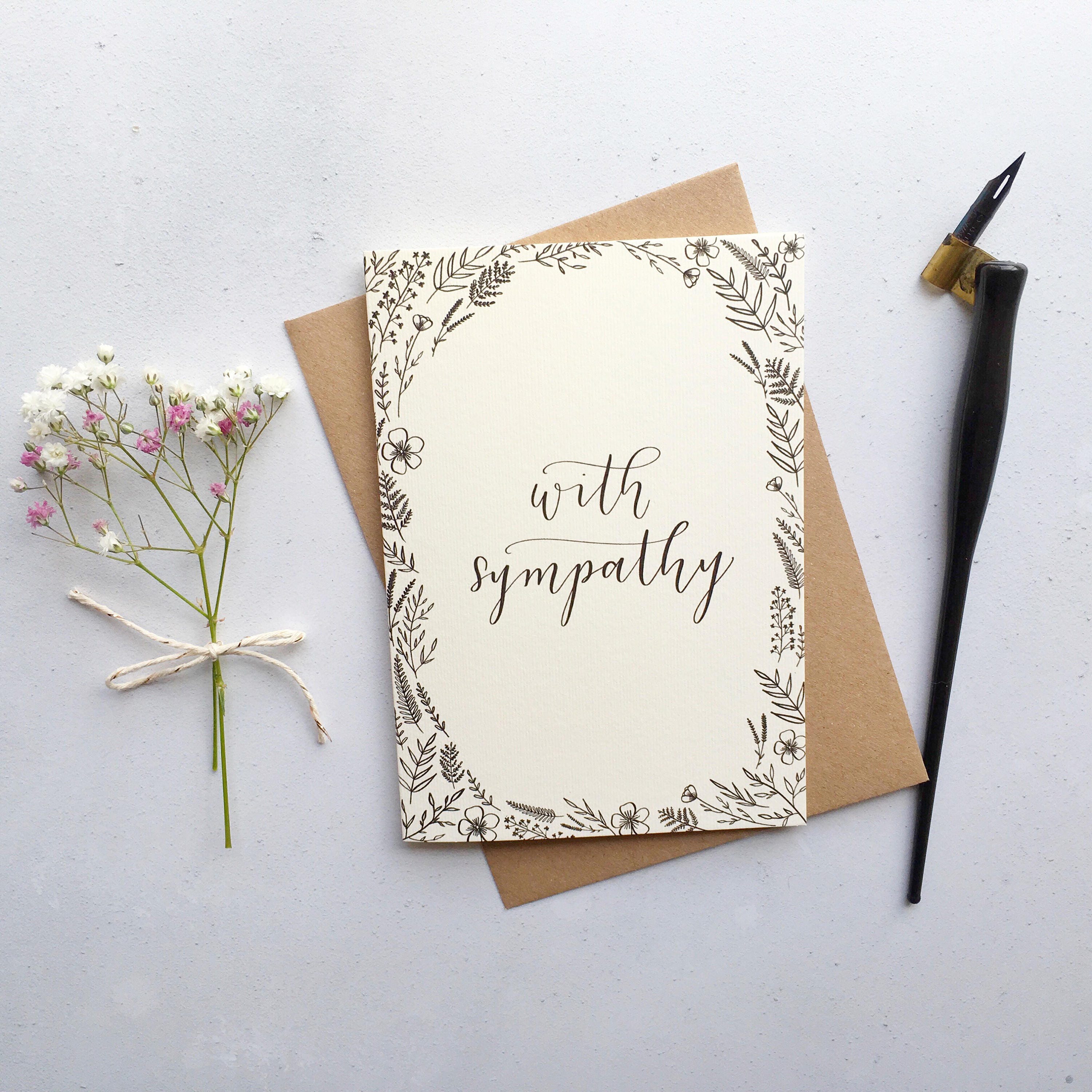 With Sympathy Card Originally Hand Lettered Modern | Etsy