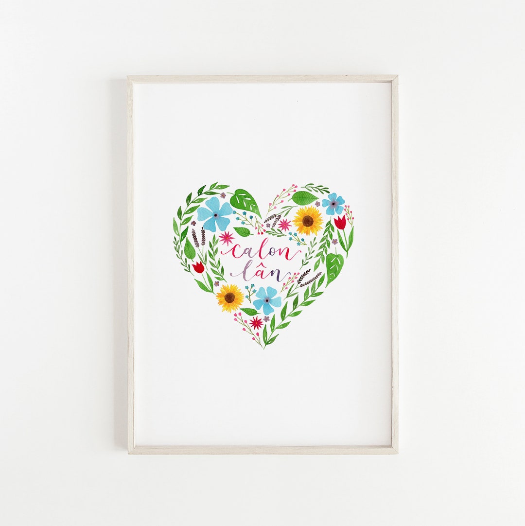 Calon Lân Heart Print, Unframed Print, 5x7, A5, A4 0r A3, Welsh Print ...