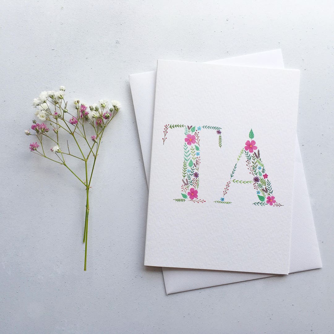 Ta A6 Thank You Card Originally Hand Painted Floral Watercolour Card ...