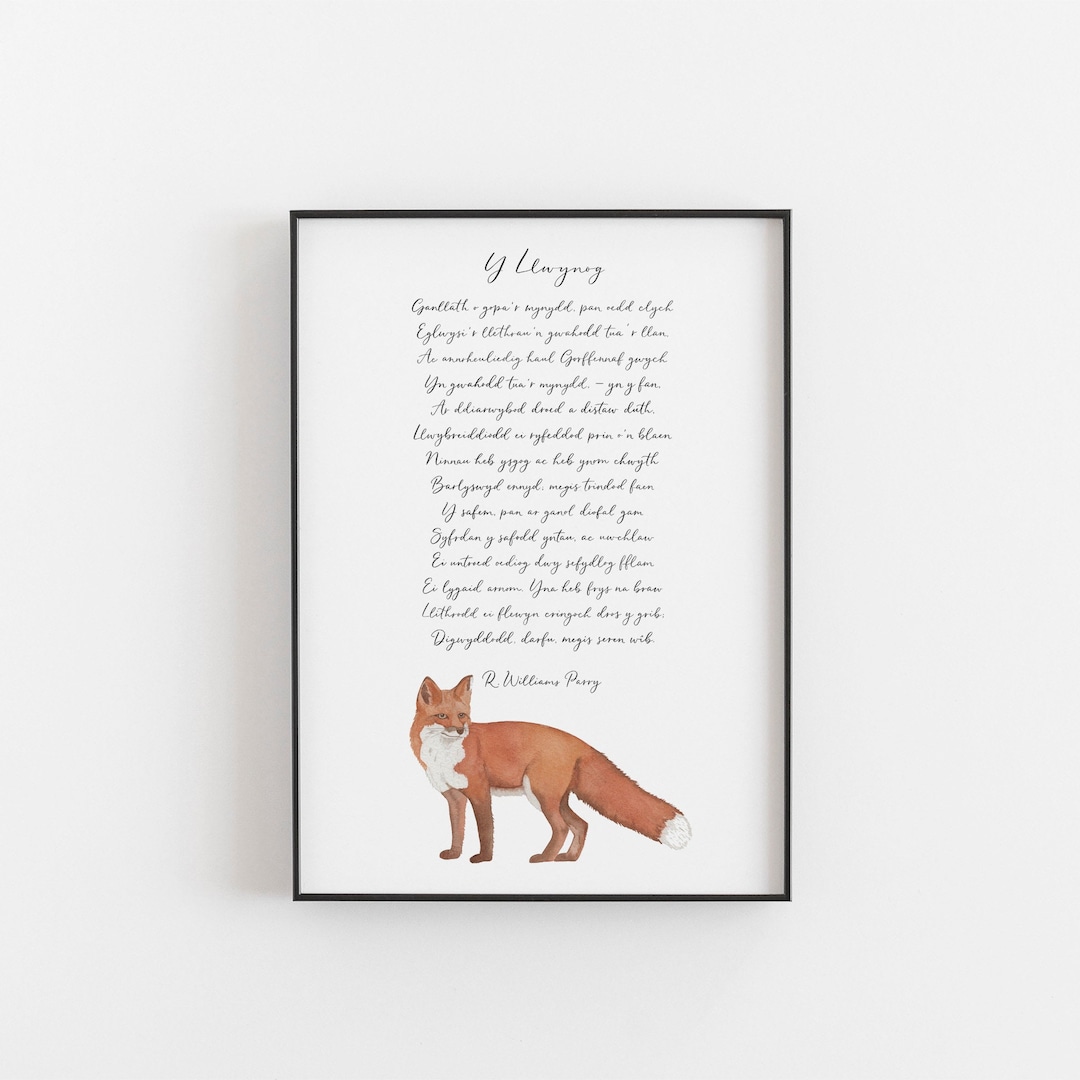 Print Cymraeg y Llwynog, Welsh Poem Print - Etsy UK