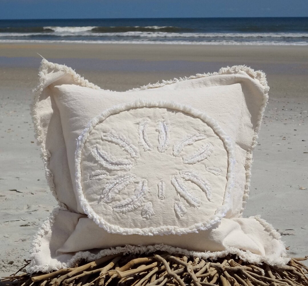 Sand Dollar Canvas Pillow- 6 Color Variations - Etsy