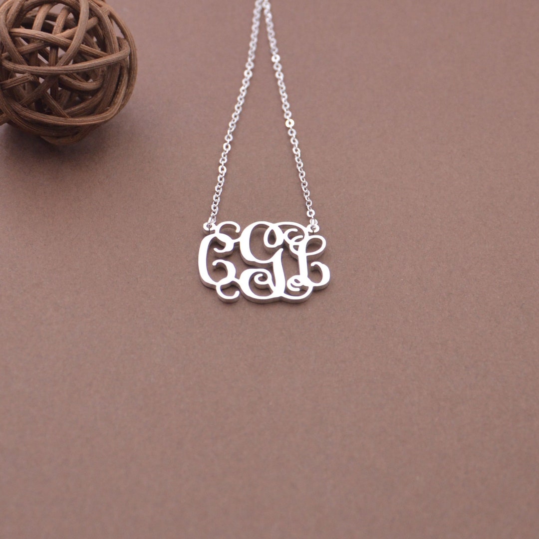 Monogram Necklace-personalized Monogrammed Gifts-custom Monogram ...