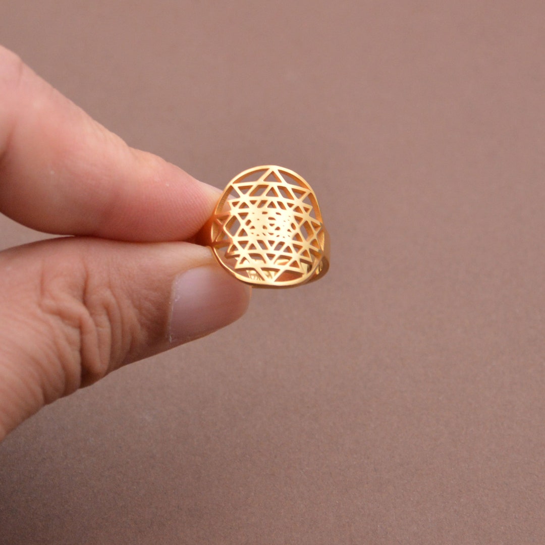 925 Silver Sri Yantra Ring,sri Yantra Ring Plated Gold,sacred Geometry ...