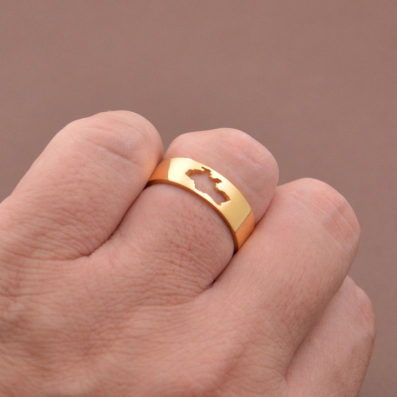 Ukraine Map Ring, 18K Gold Plated Sterling Silver, Personalized Gift ...