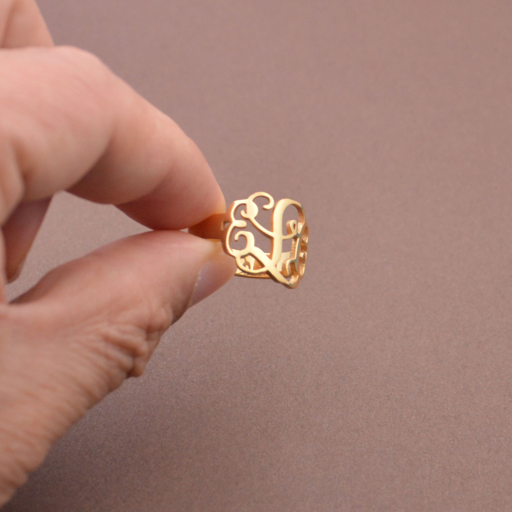 Monogram Ring-initials Ring-monogram Jewelry-sterling Silver | Etsy