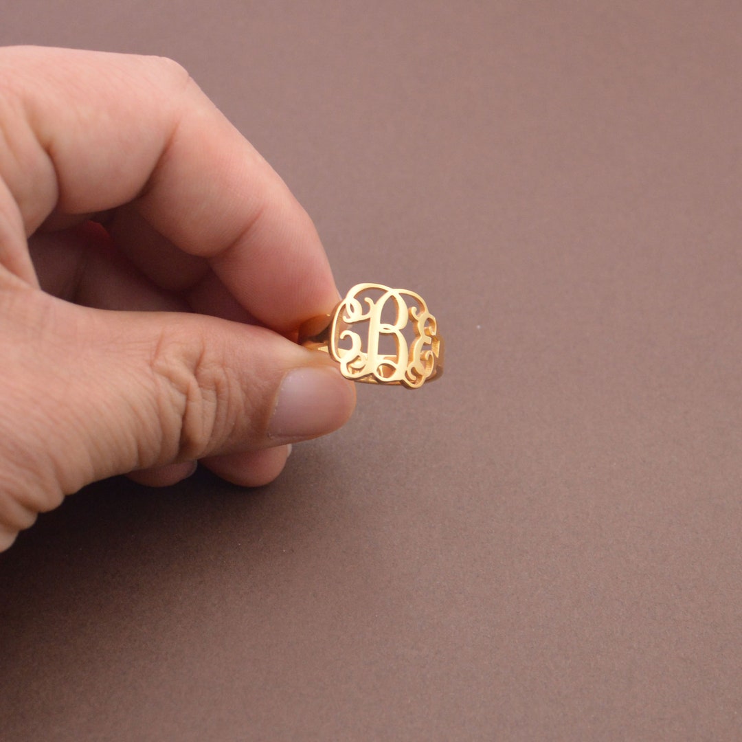 Monogram Ring-initials Ring-monogram Jewelry-sterling Silver Monogran ...