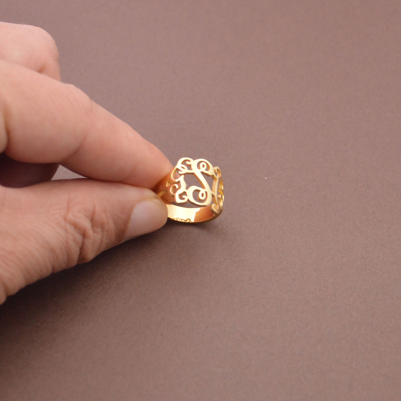 Monogram Ring-initials Ring-monogram Jewelry-sterling Silver - Etsy