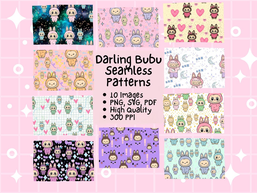 Monster Doll Seamless Pattern Libby Stanley Tumbler Wrap 10 Images (PNG ...