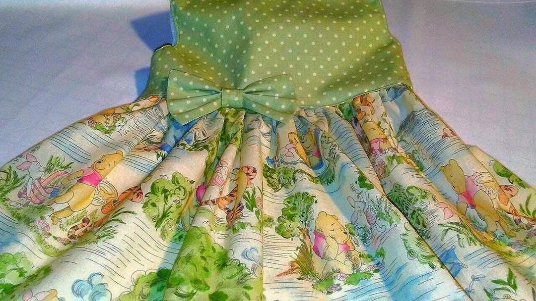 Winnie the Pooh Dress Disney Winnie Friends Mint Green Dot Sleeveless ...