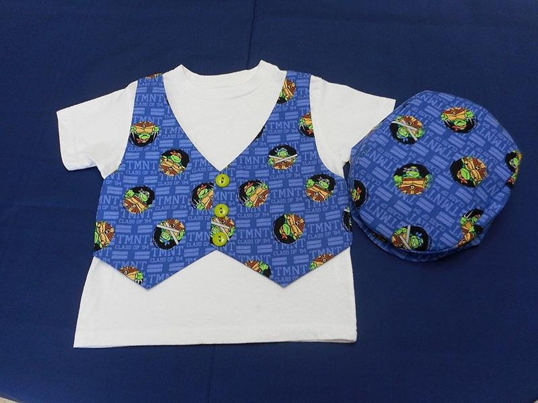 Ninja Turtles Toddler Vest --OR ANY Fabric -- Vest on a White T Shirt ...