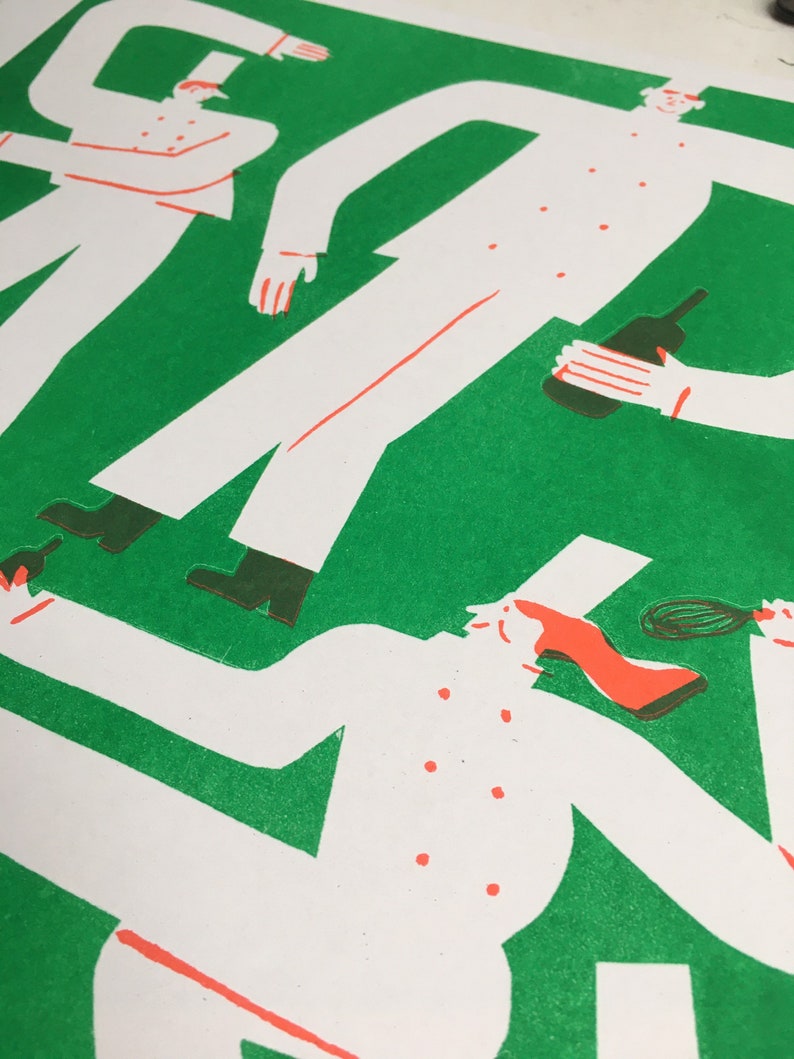 Chef De Partie 2 Colour A3 Risograph Print - Etsy