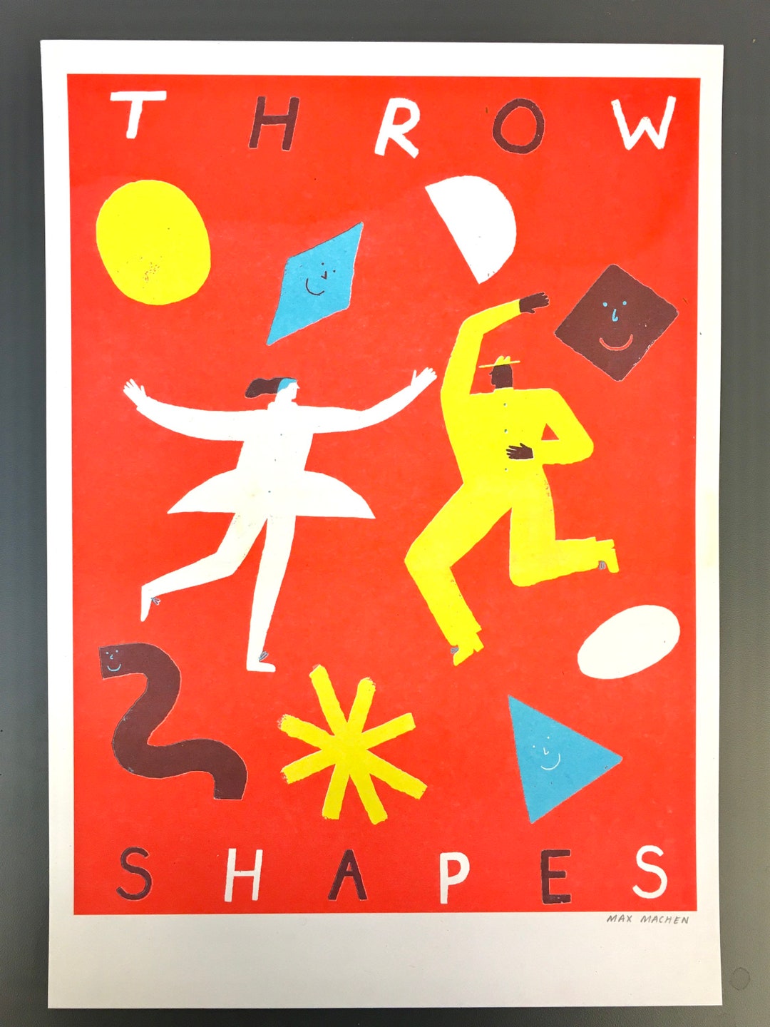 3 Colour A4 Throw Shapes Dancers Risograph Print - Etsy UK