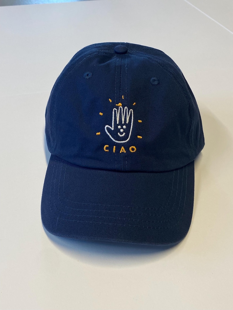 Ciao Navy Blue Embroidered Cap - Etsy