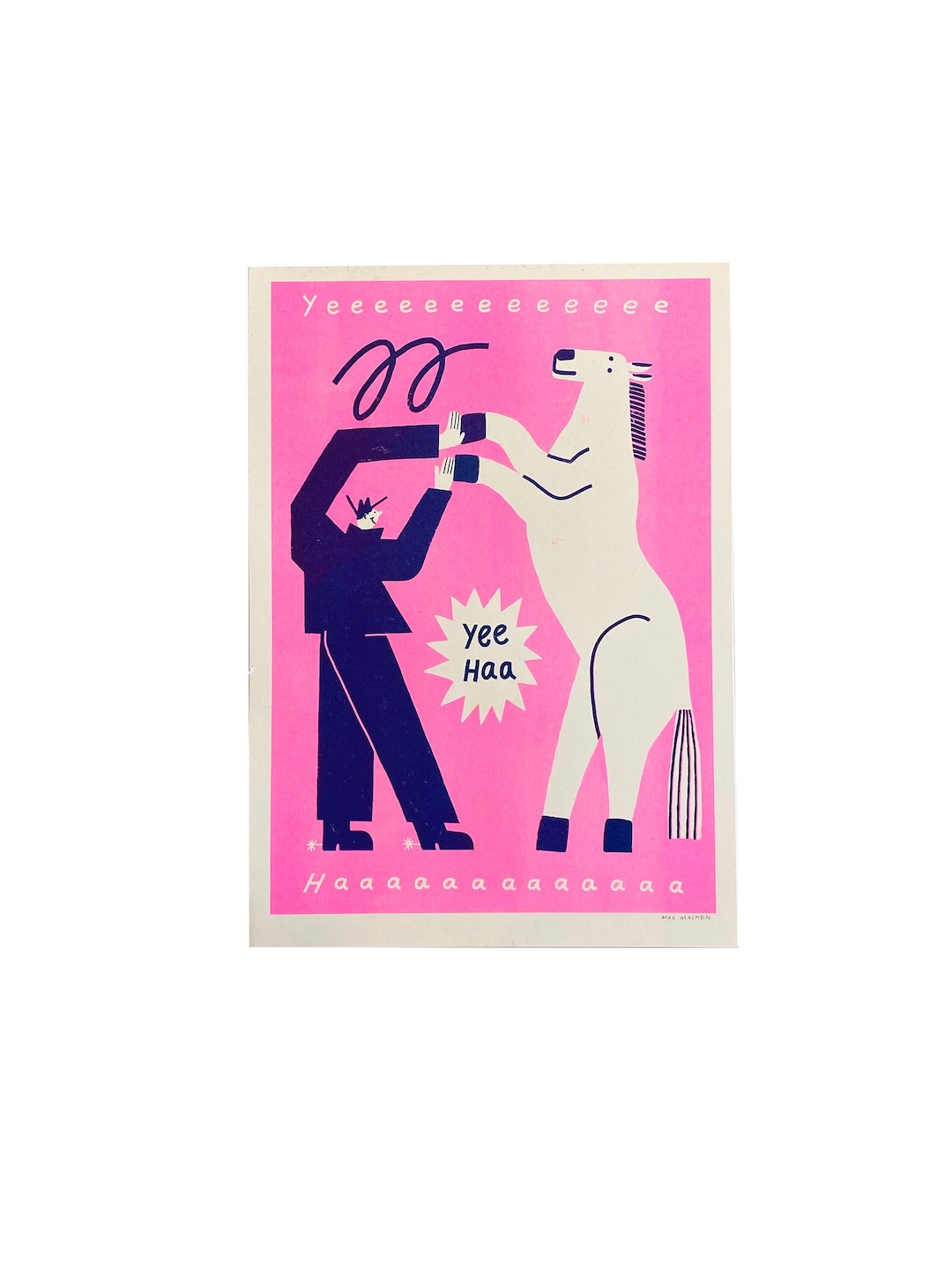 Yeehaa! Fluorescent Pink A3 Risograph Print - Etsy