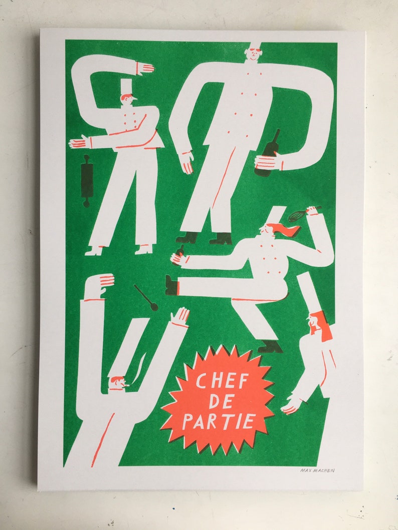 Chef De Partie 2 Colour A3 Risograph Print - Etsy