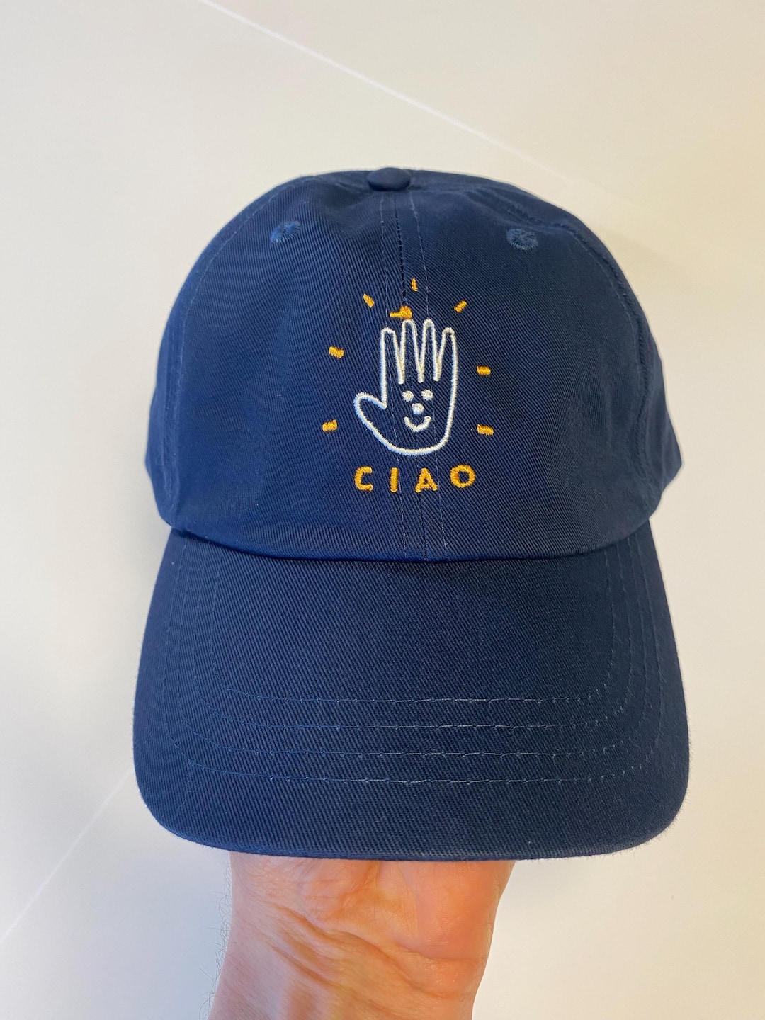 Ciao Navy Blue Embroidered Cap - Etsy