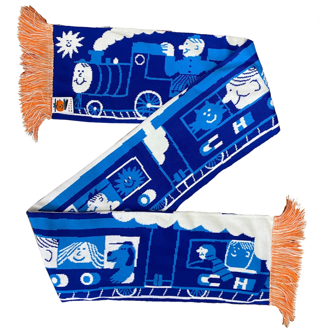 Choo Choo Train Illustrated Scarf - Etsy