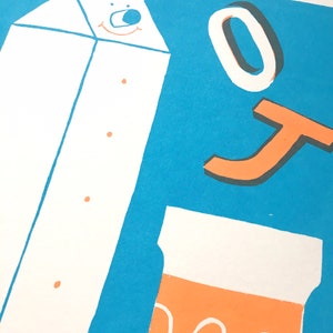 A4 2 Colour Original Orange Juice OJ Carton Screen Print - Etsy UK