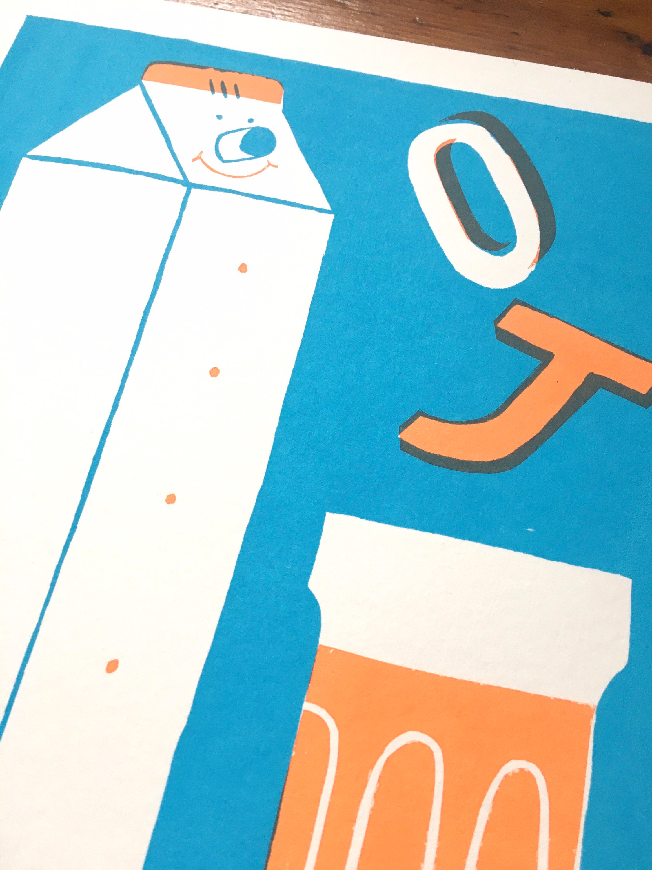 A4 2 Colour Original Orange Juice OJ Carton Screen Print - Etsy