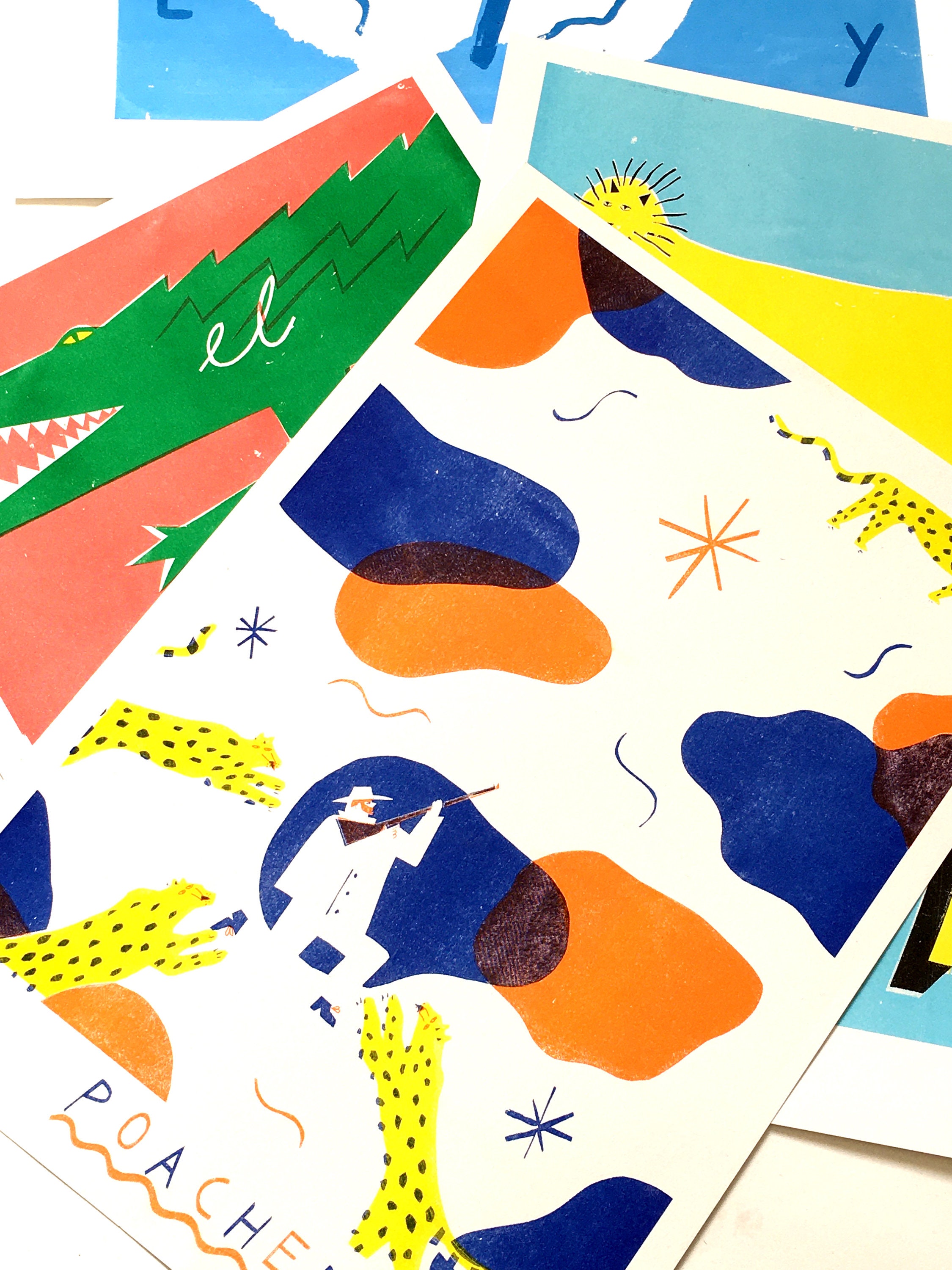 A3 3 Colour Poached Risograph Print Poster - Etsy UK