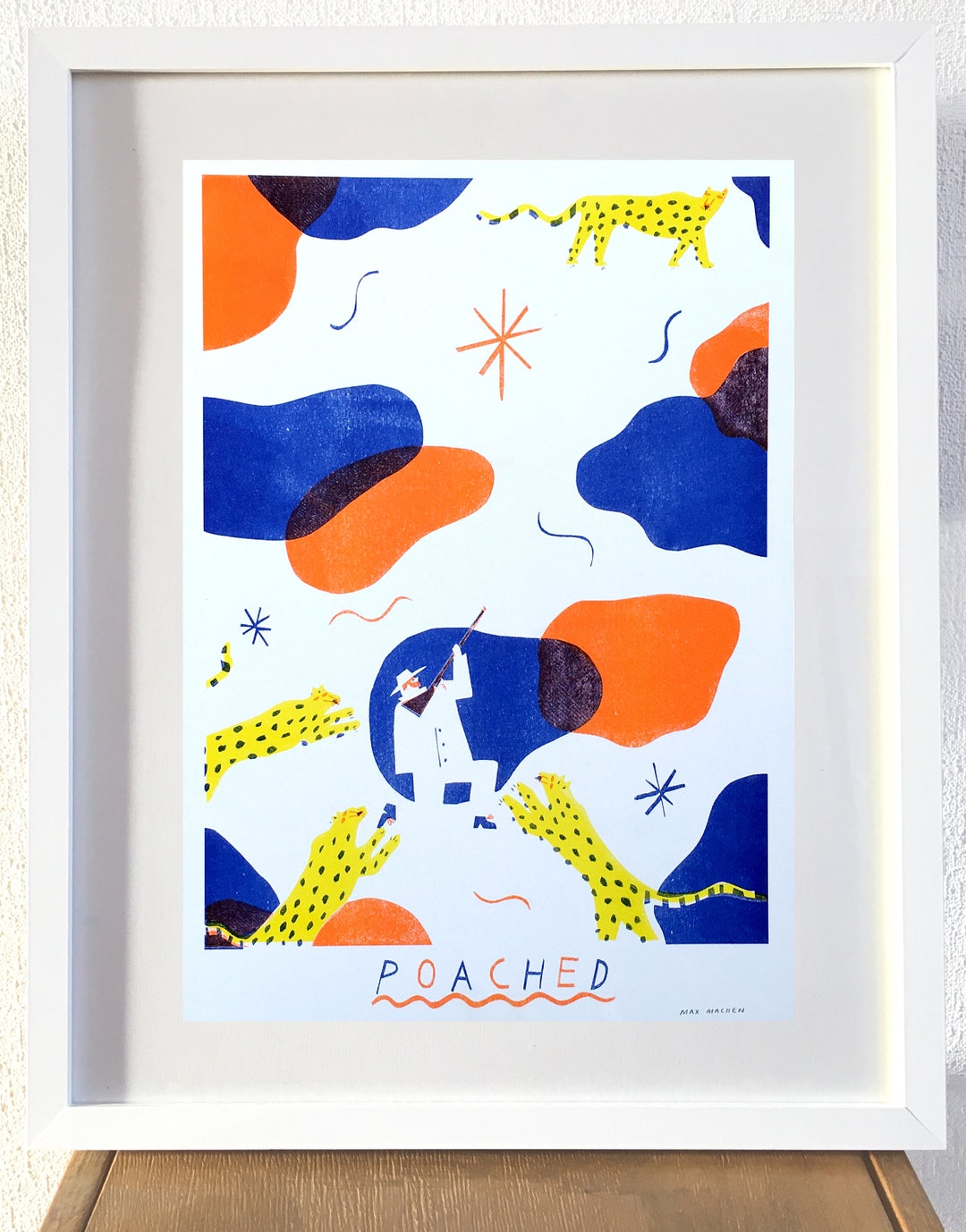 A3 3 Colour Poached Risograph Print Poster - Etsy UK