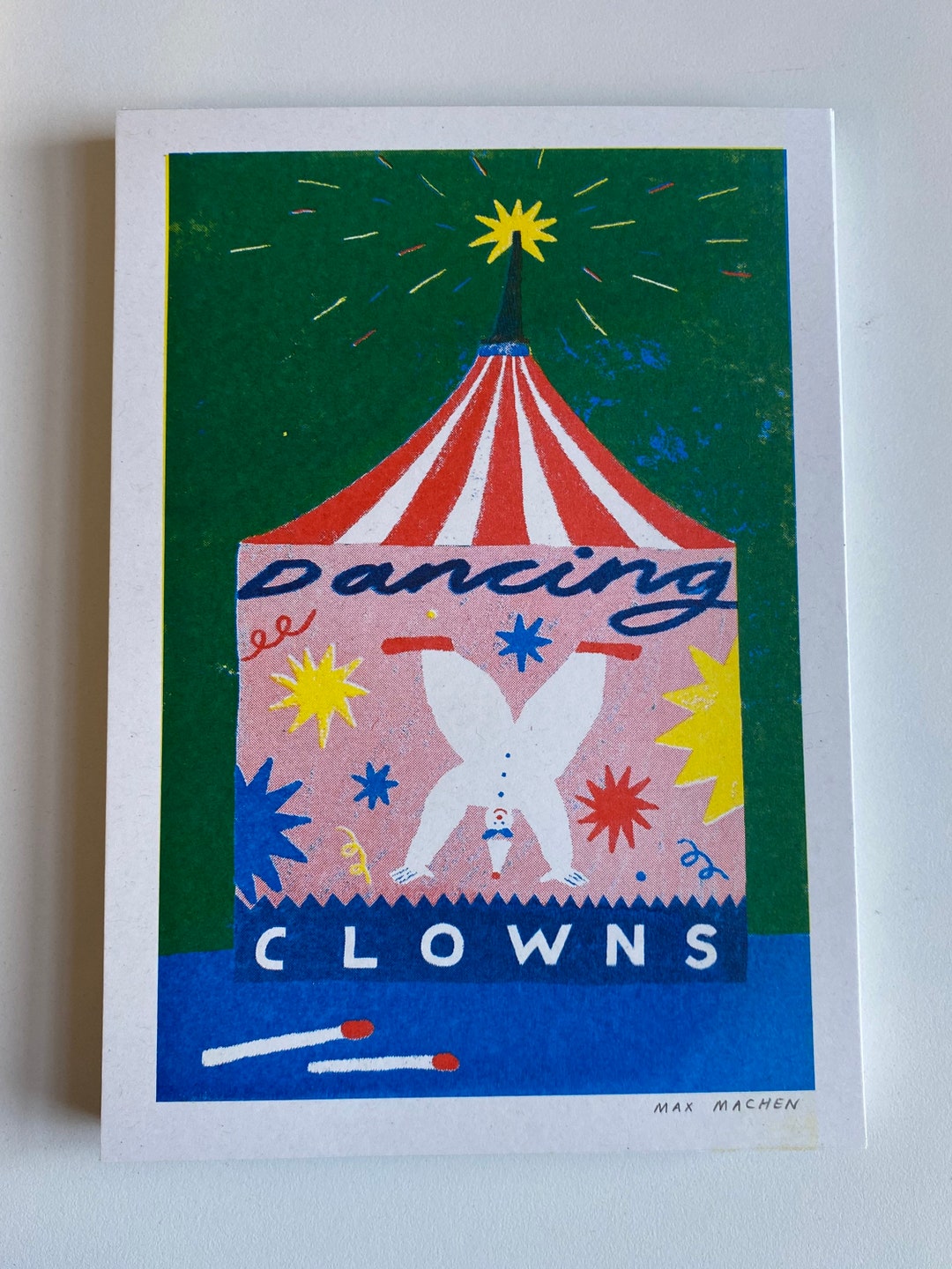 Small Dancing Clowns Firework Packaging Riso Print - Etsy