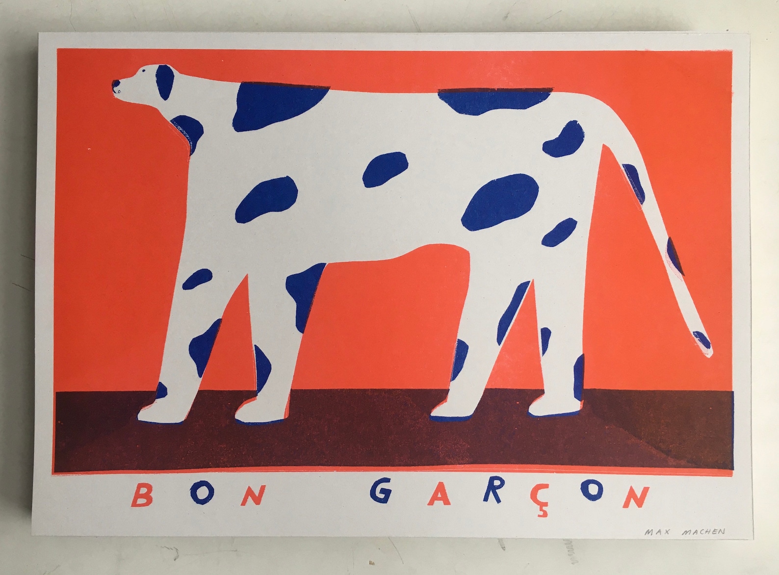 Bon Garçon good Boy 2 Colour A4 Risograph Print of Spotty - Etsy