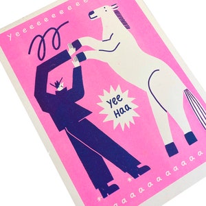 Yeehaa! Fluorescent Pink A3 Risograph Print - Etsy