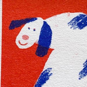 Red Mini Dog Riso Print - Etsy