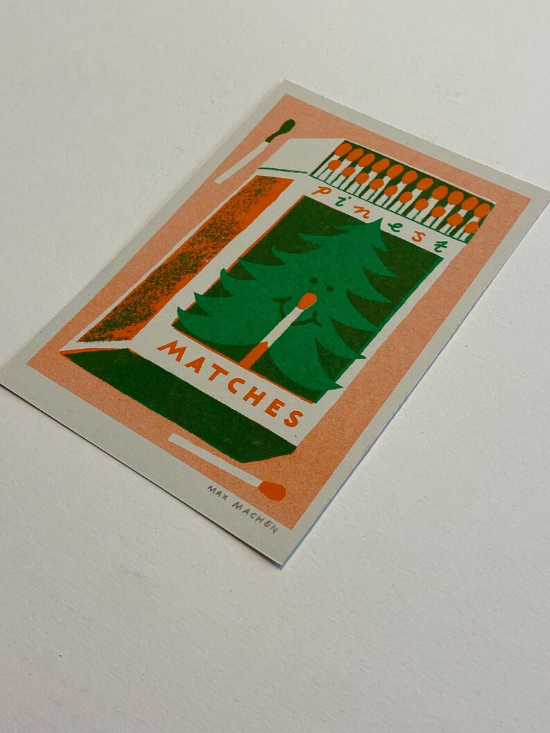 Pinest Matches Matchbox 2 Colour Risograph Print A7 - A4 Sizes - Etsy