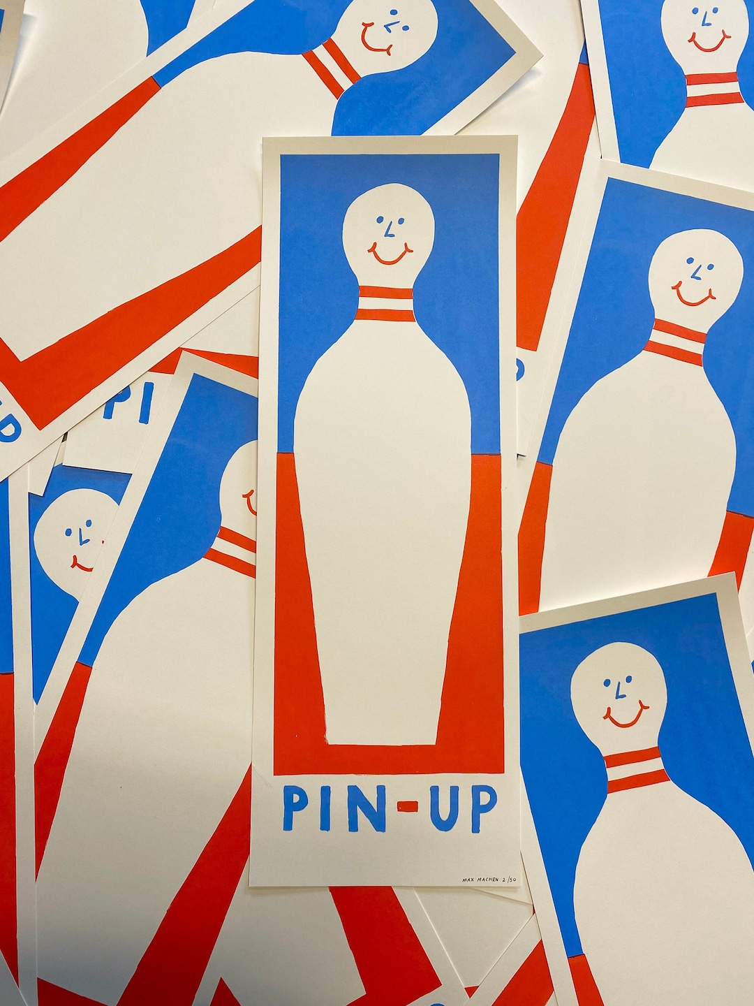 Long 2 Colour Bowling Pin Screen Print - Etsy