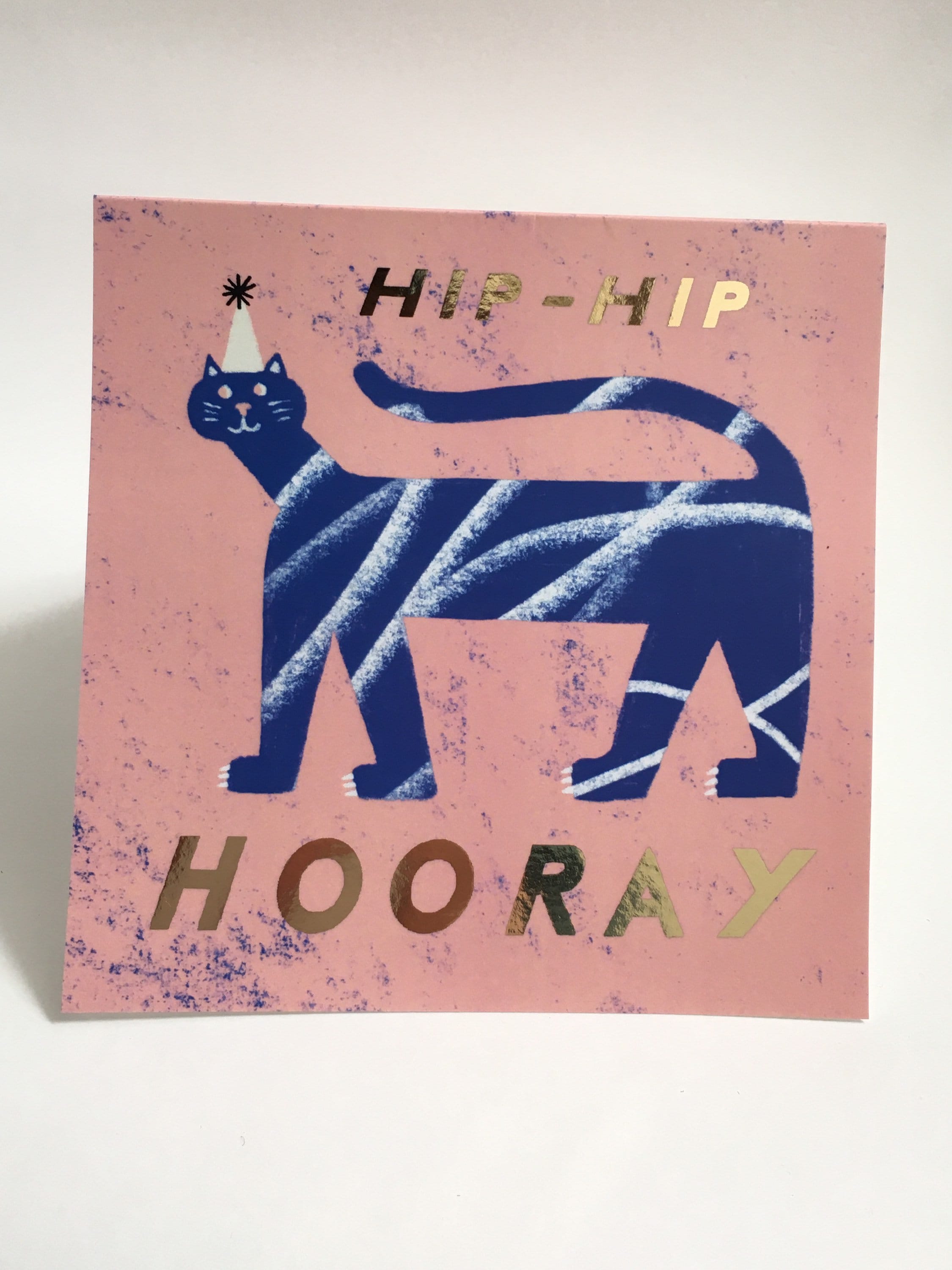 Hip Hip Hooray Cat Gold Foiled Blank Card - Etsy