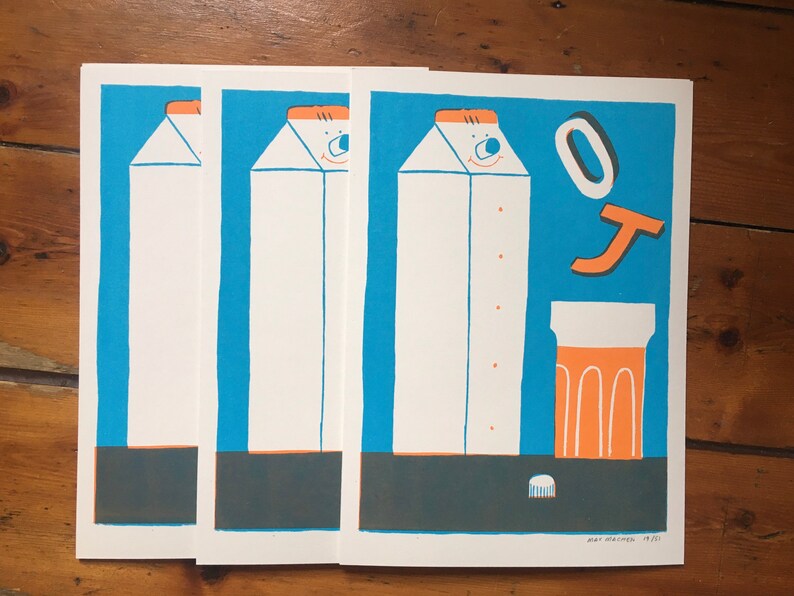 A4 2 Colour Original Orange Juice OJ Carton Screen Print - Etsy UK