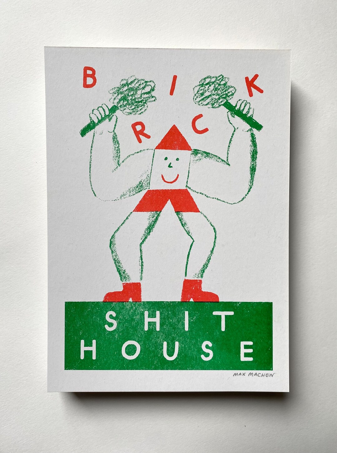 Brick Shit House 2 Colour Riso Print - Etsy
