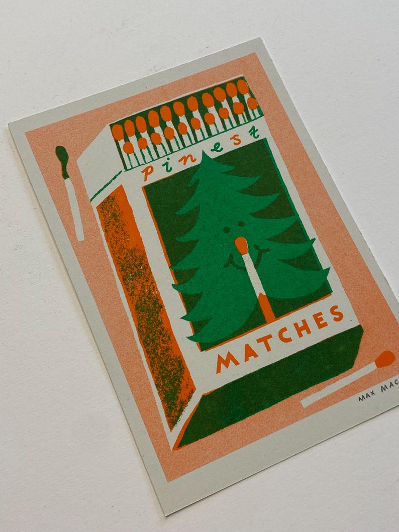 Pinest Matches Matchbox 2 Colour Risograph Print A7 - A4 Sizes - Etsy
