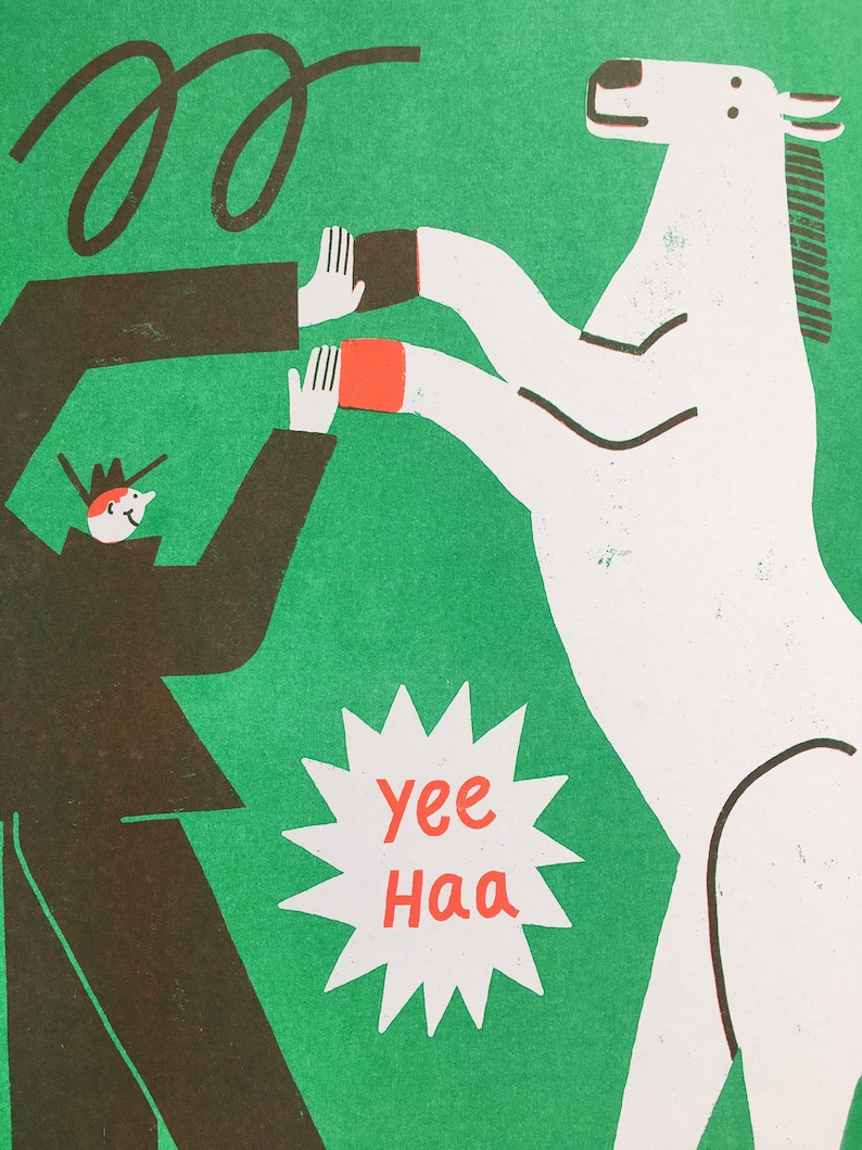 Yeehaa Green A3 Riso Print Poster - Etsy