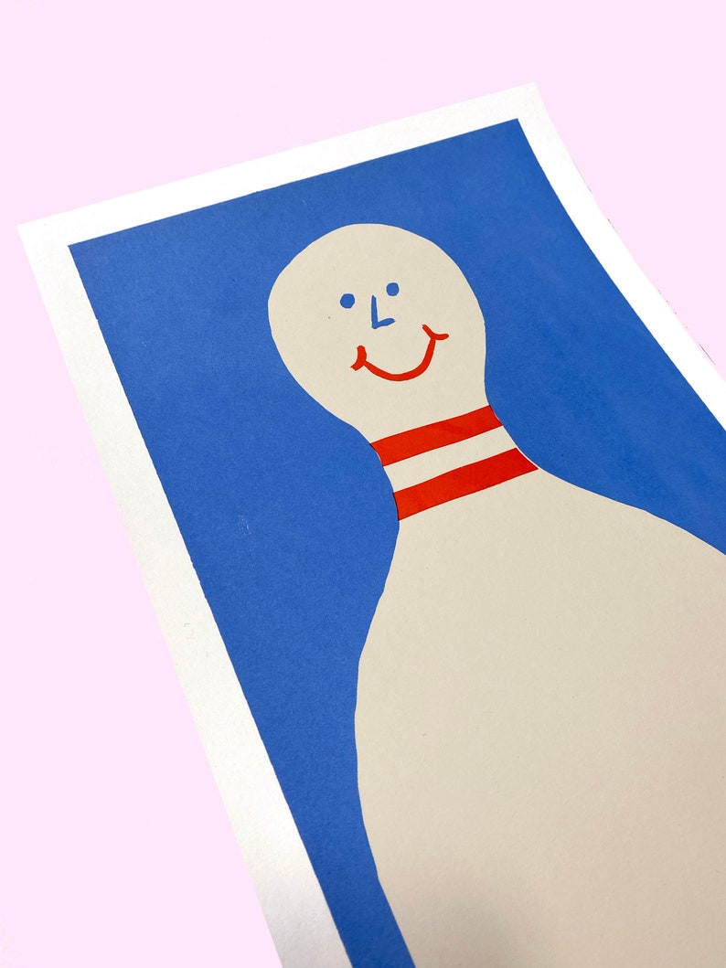 Long 2 Colour Bowling Pin Screen Print - Etsy