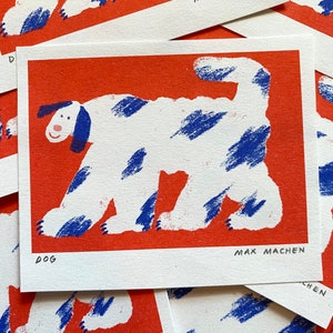 Red Mini Dog Riso Print - Etsy