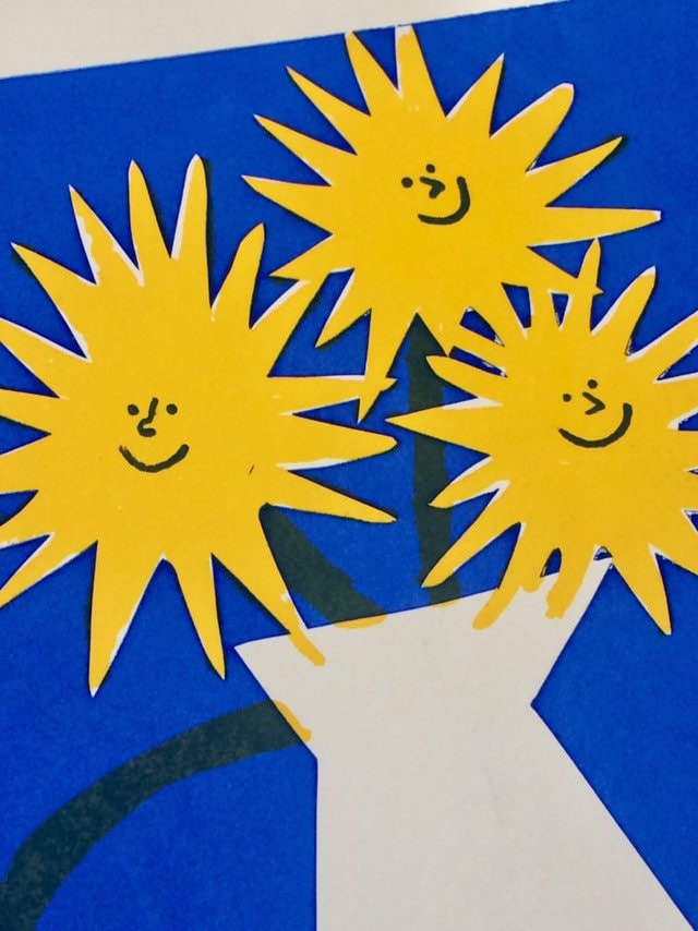 A3 2 Colour Sunflower Screen Print - Etsy