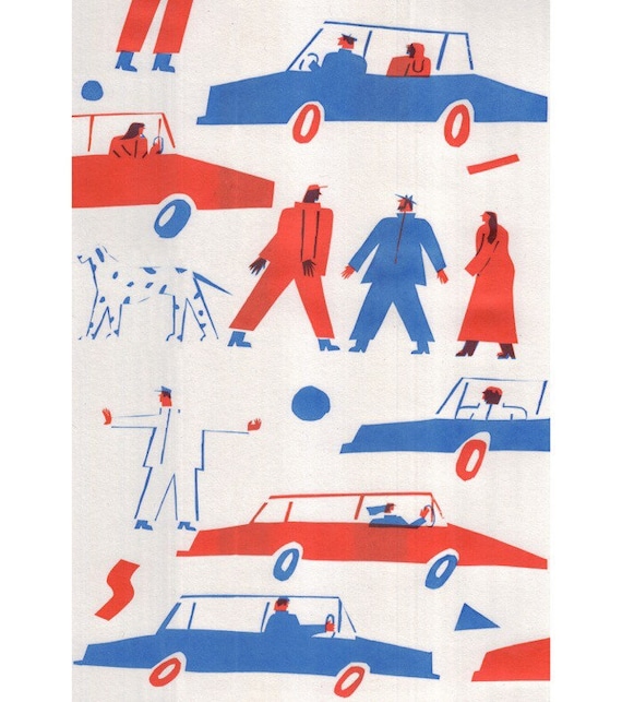 A4 Rush Hour 2 Colour Screen Print on Recycled Paper - Etsy UK
